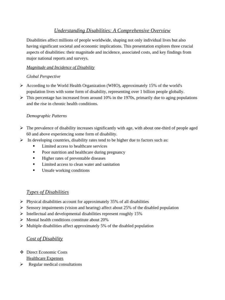 Understanding Disabilities A Comprehensive Overview | PDF | Disability ...