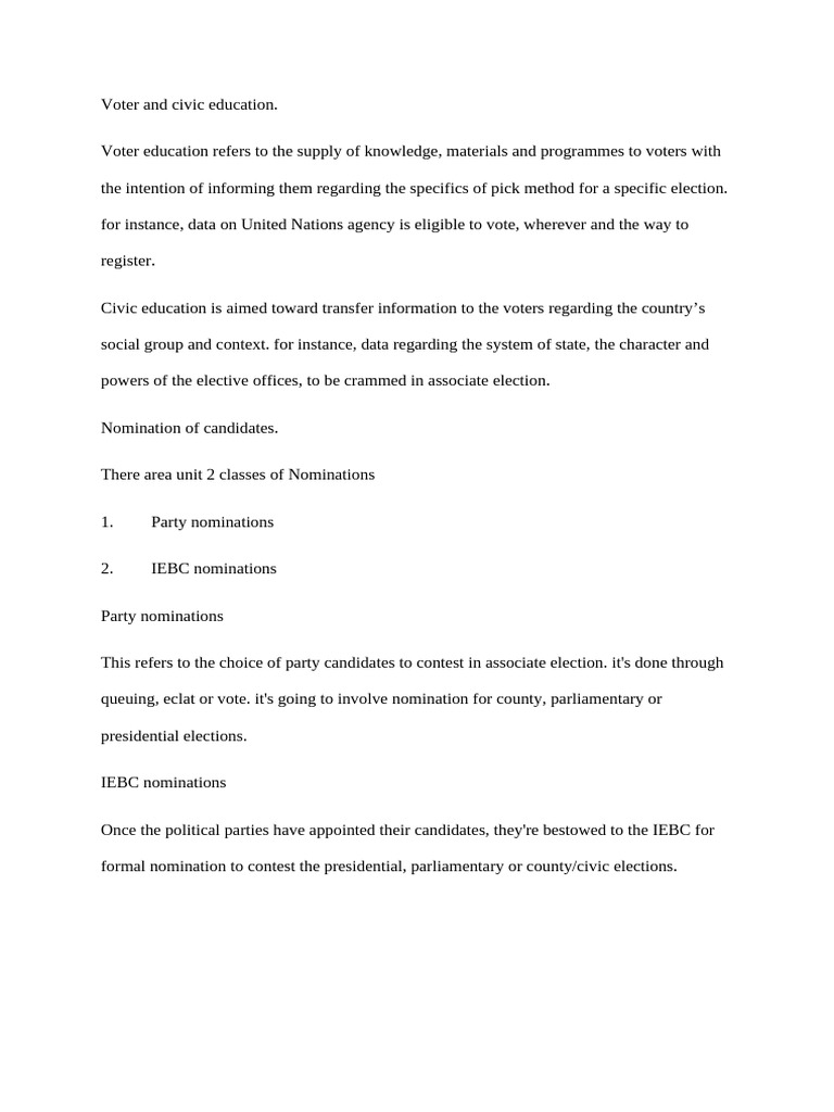 Voter and Civic Education. | PDF