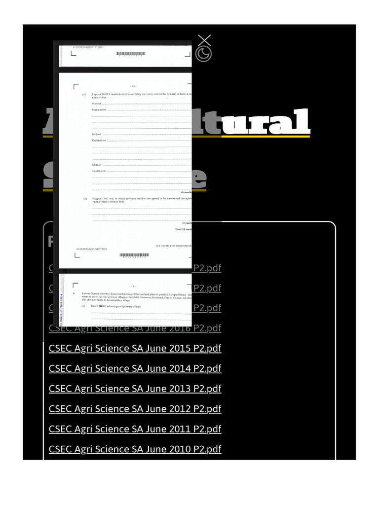 CSEC Agricultural Science 2021 | PDF