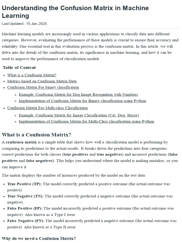 Understanding The Confusion Matrix in Machine Learning | PDF ...
