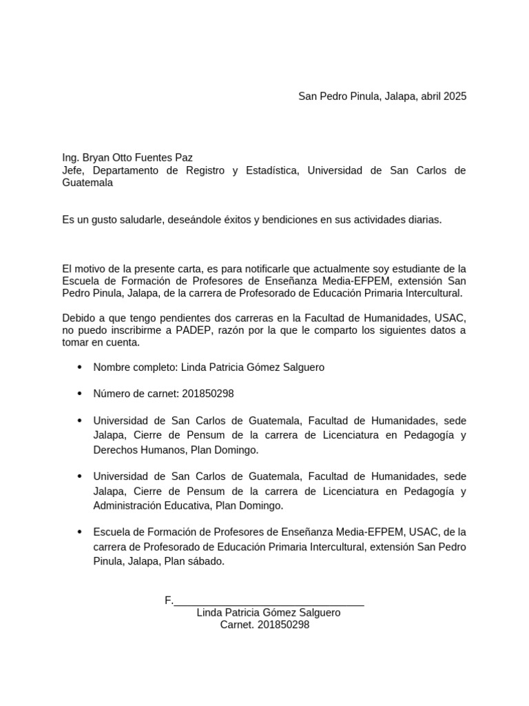 Carta de Padep | PDF