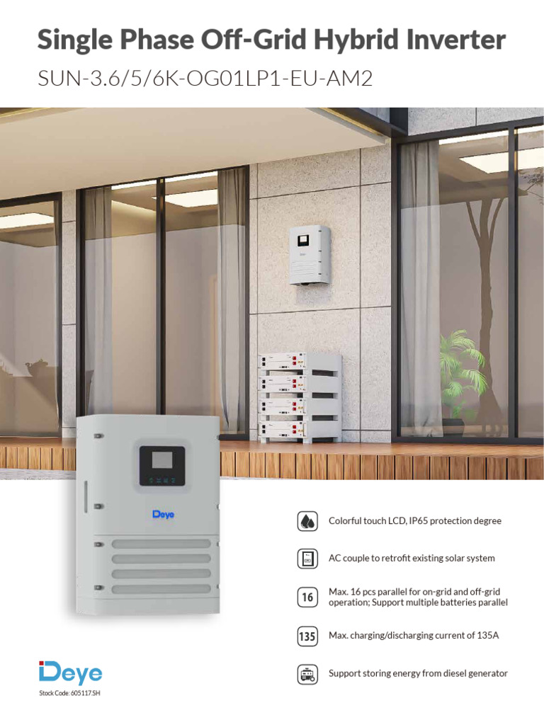 Deye Singe Phase Off Grid Sun (3.6 6) K Og01lp1 Eu Am2 | PDF | Direct ...