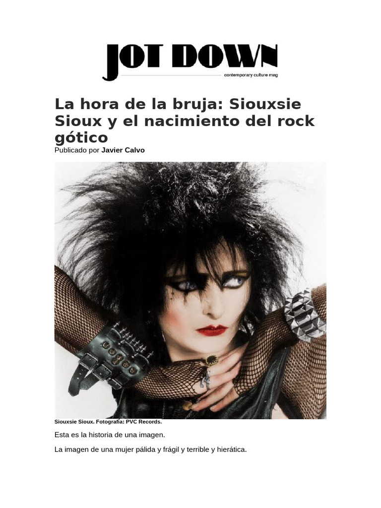 Siouxsie Sioux y El Nacimiento Del Rock Gótico | PDF | Teatro | Bailes