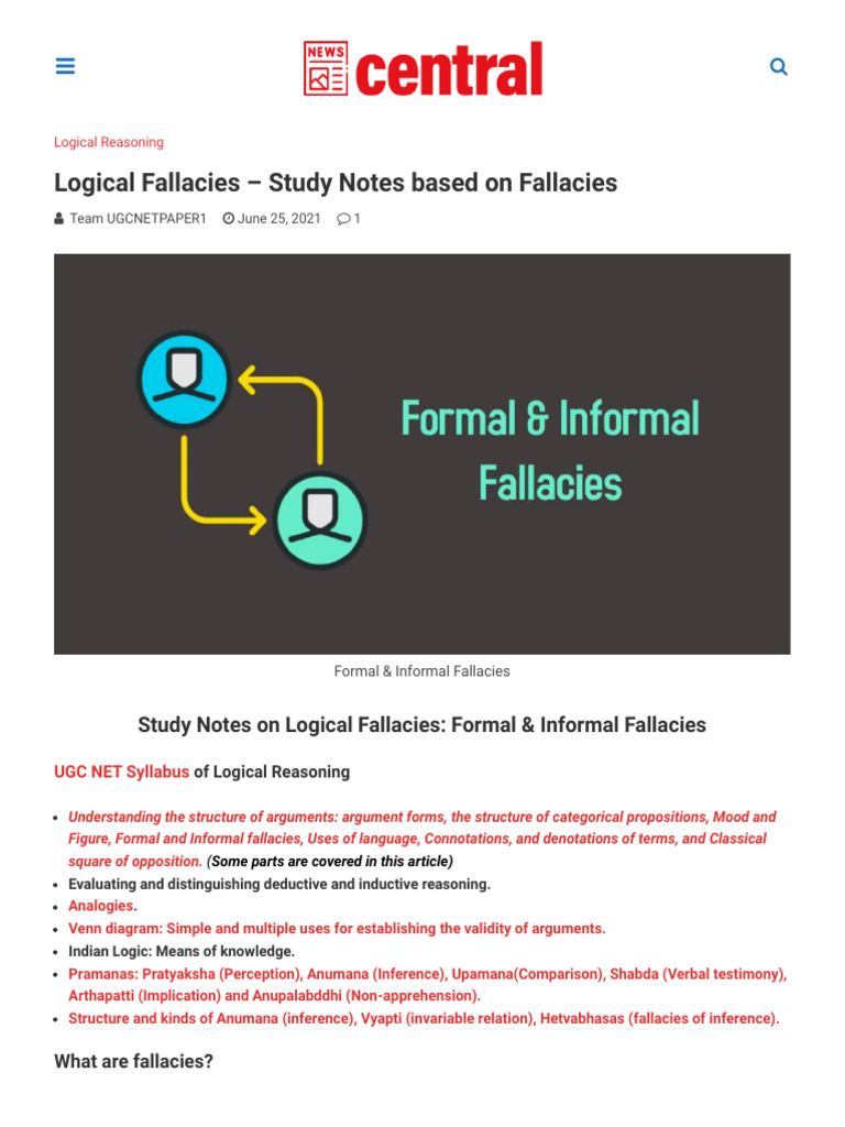 Logical Fallacies - Study Notes Based On Fallacies - NTA UGC NET PAPER ...