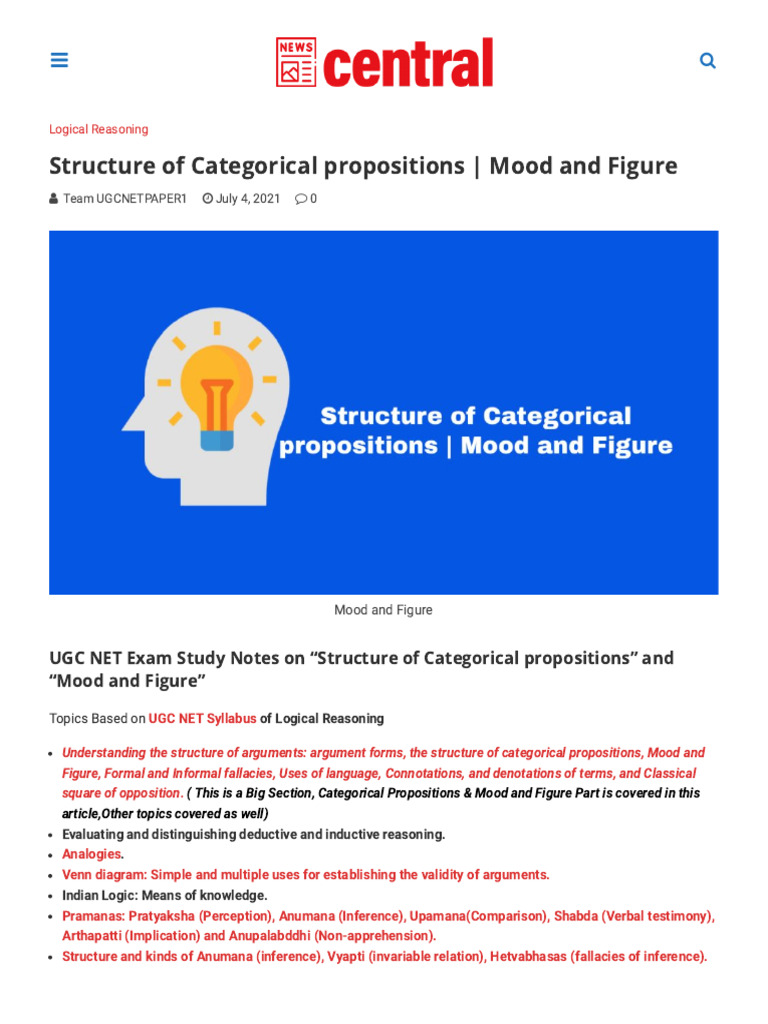 Categorical Propositions: Mood & Figure | PDF | Logic | Reasoning