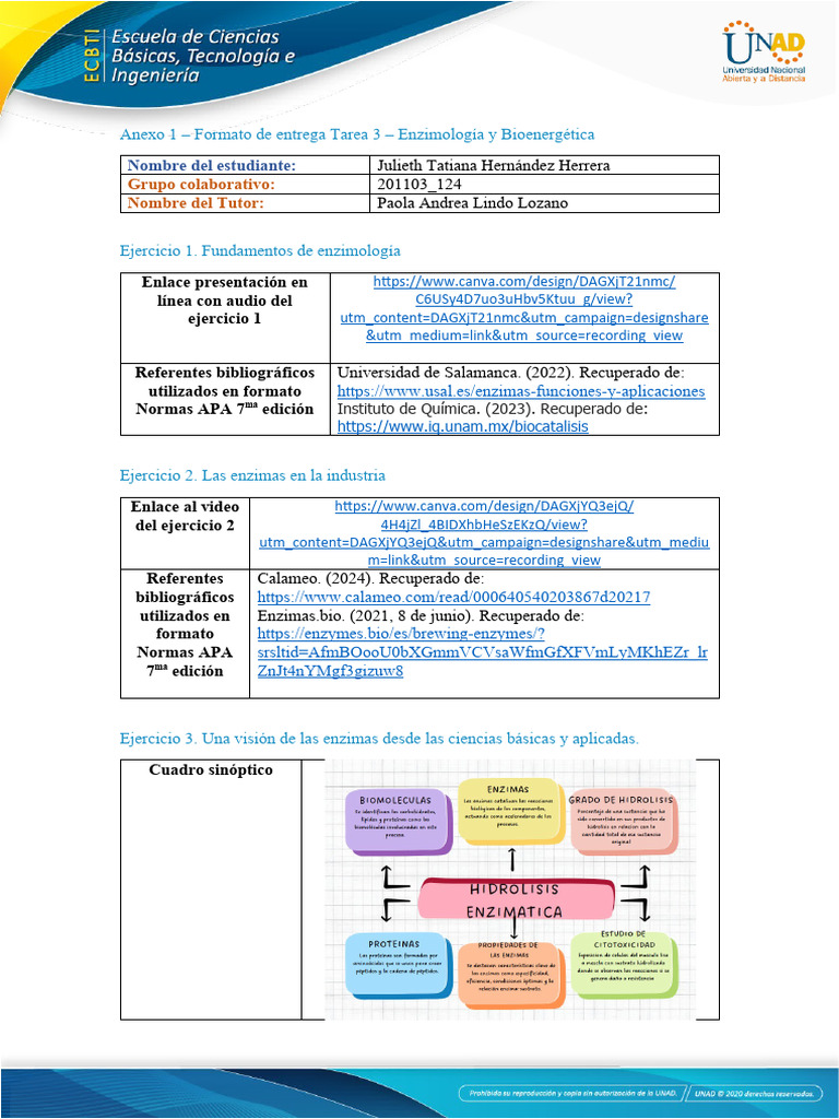 Bioquimica - 124 - Tarea 3 - Enzimología y Bioenergética | PDF | Trifosfato de adenosina | Enzima