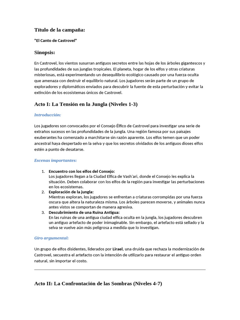 26 Partida Rol Scifi Aventura en Castrovel | PDF | Duendes | Selva