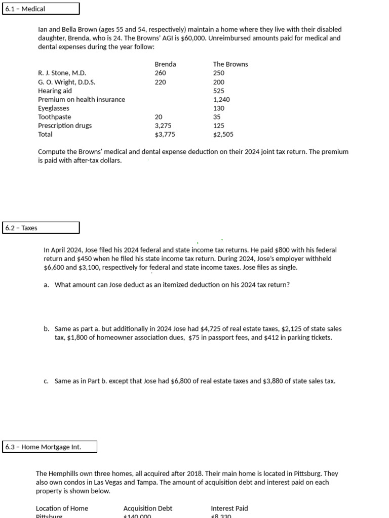 6 - Practice Problems | PDF | Tax Deduction | Taxes