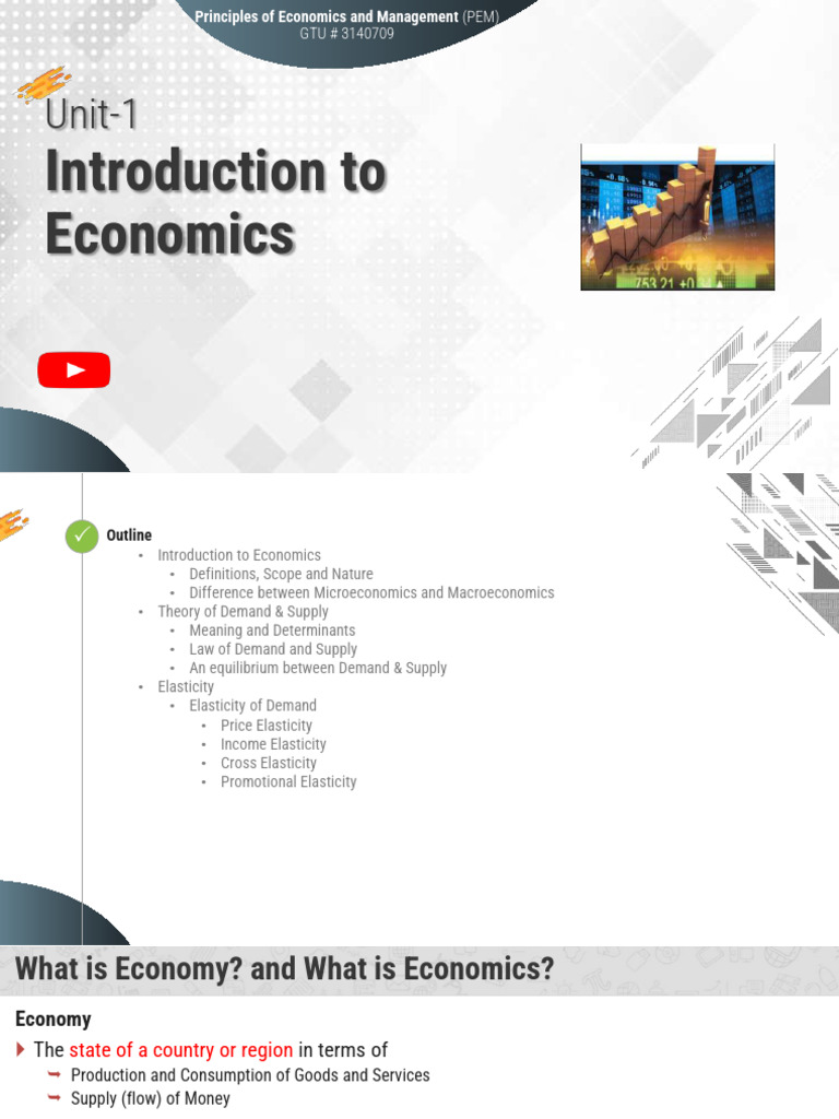 Unit-1 - Introduction To Economics | PDF | Elasticity (Economics) | Demand
