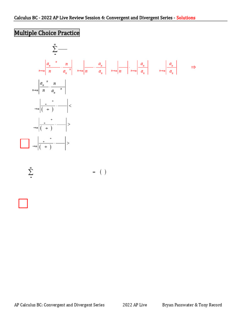 AP Calculus BC Key Red - Live Review Session 4 - Convergent and ...