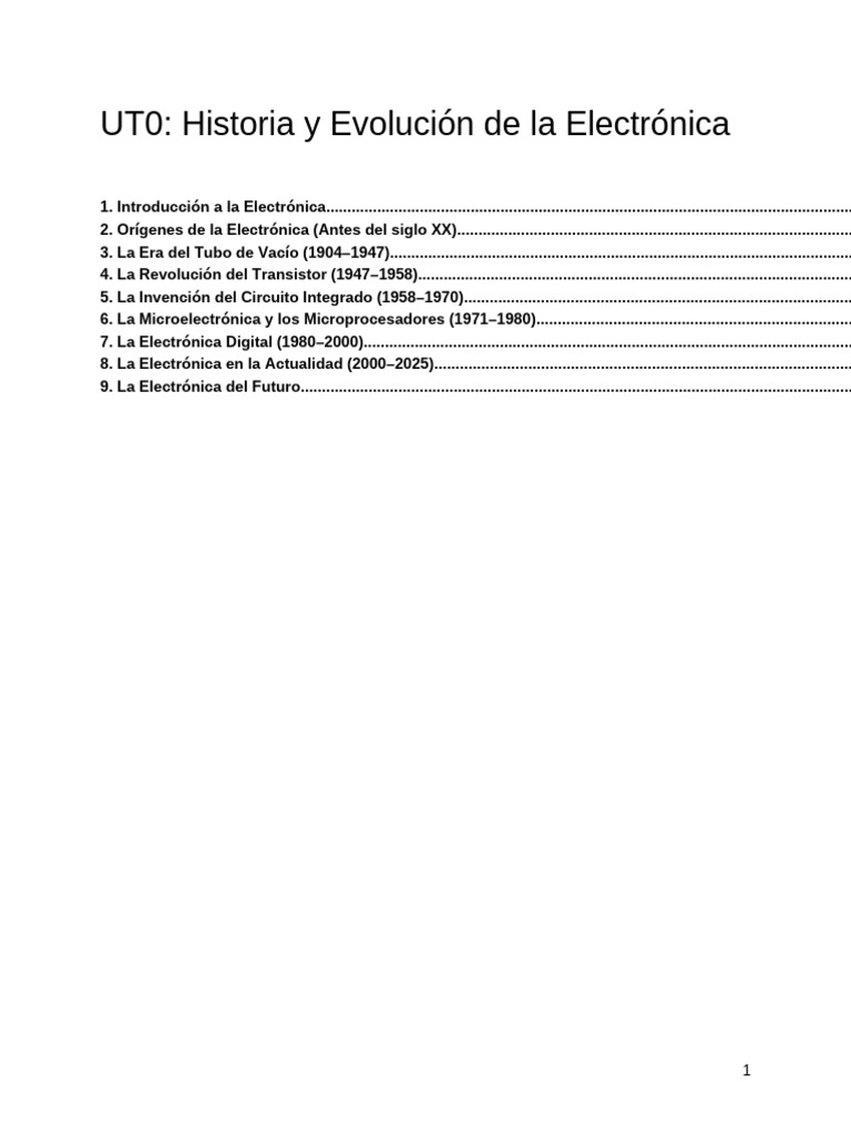 UT0 - Historia y Evolución de La Electrónica | PDF | Electrónica | Circuito integrado