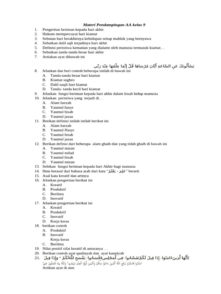 Materi Pendampingan AA 9 Gasal | PDF