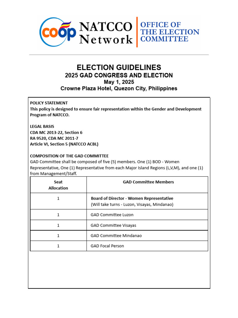 Natcco Gad 2025 Election Guidelines | PDF | United States House Of ...