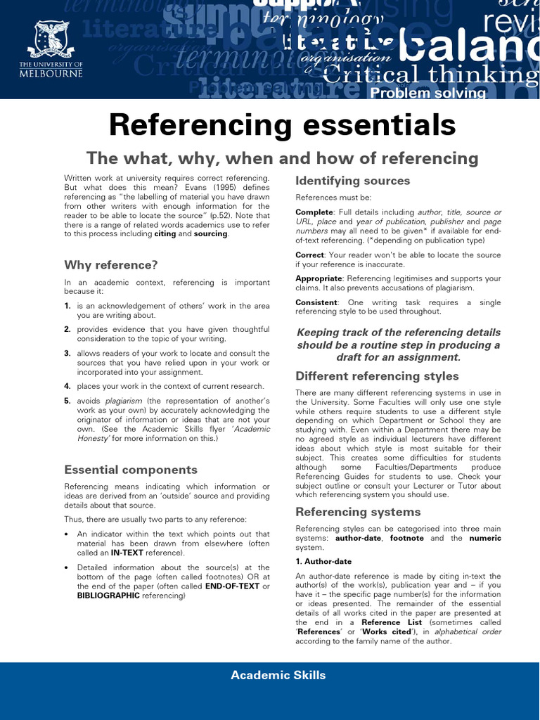 Referencing Essentials Update 051112 | PDF | Note (Typography) | Citation