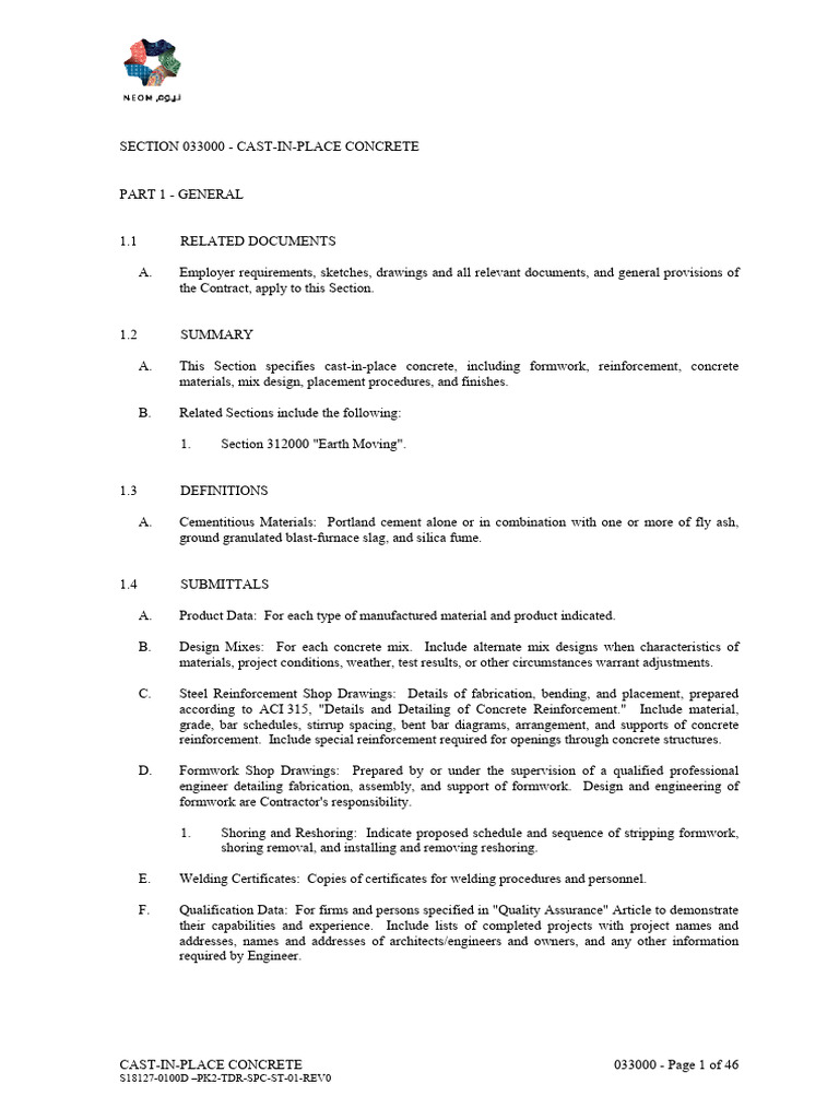 SECTION 033000 - CAST-IN-PLACE CONCRETE S18127-0100D-PK2-TDR-Specs ...