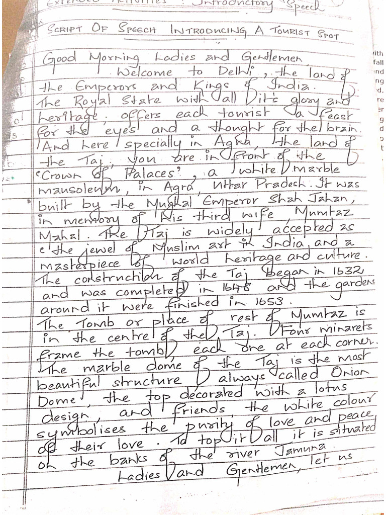 Script of Speech Introducing a Tourist Spot | PDF