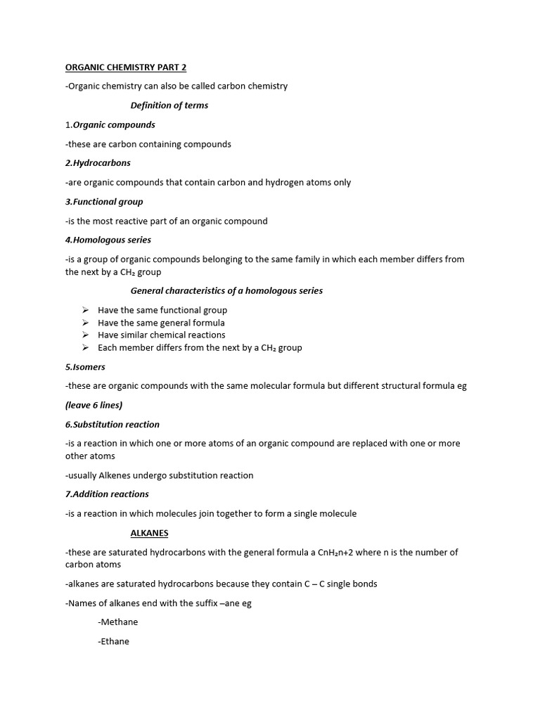 Organic Chemistry Part 2 1 Pdf Pdf Alkane Functional Group