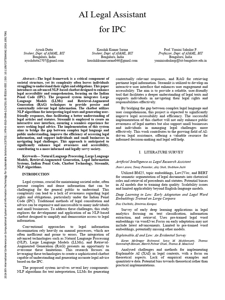 AI Legal Assistant For IPC | PDF | Artificial Intelligence ...
