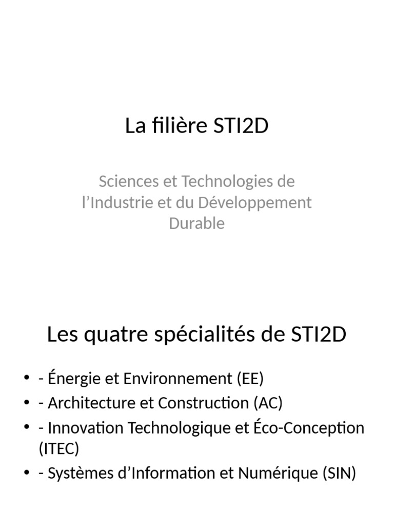 STI2D Presentation | PDF