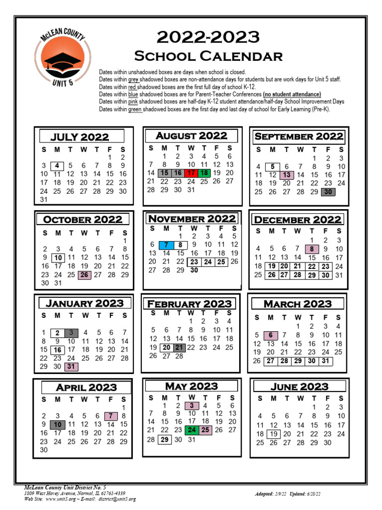 Adopted School Calendar 2022-2023 Updated6-28 | PDF | Observances ...