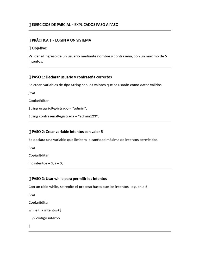 Ejercicios Explicados | PDF | Contraseña | Java (lenguaje de programación)