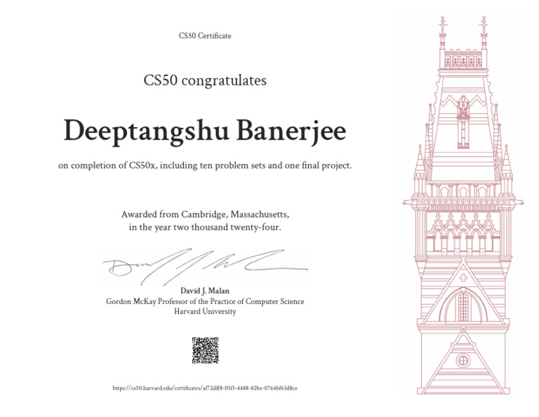 CS50x Introduction To Computer Science Free Certificate | PDF