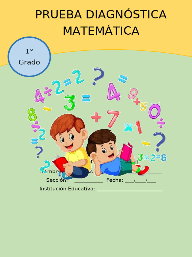 Prueba Diagnóstica de Matemática 1° Grado | PDF