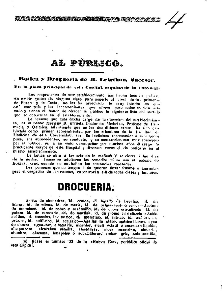 Botica y Droguería de R. Leigthon | PDF