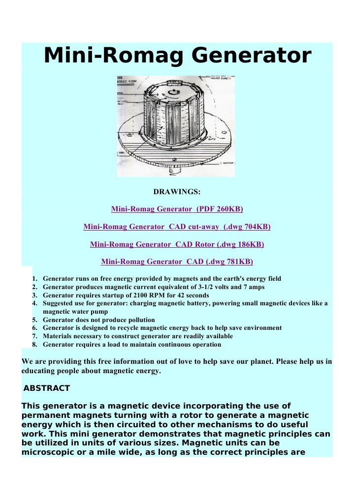 Mini Romag | PDF | Electric Generator | Magnetic Field