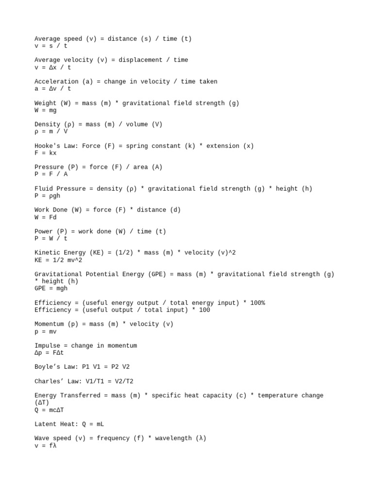 CIE_IGCSE_Physics_Equations | PDF