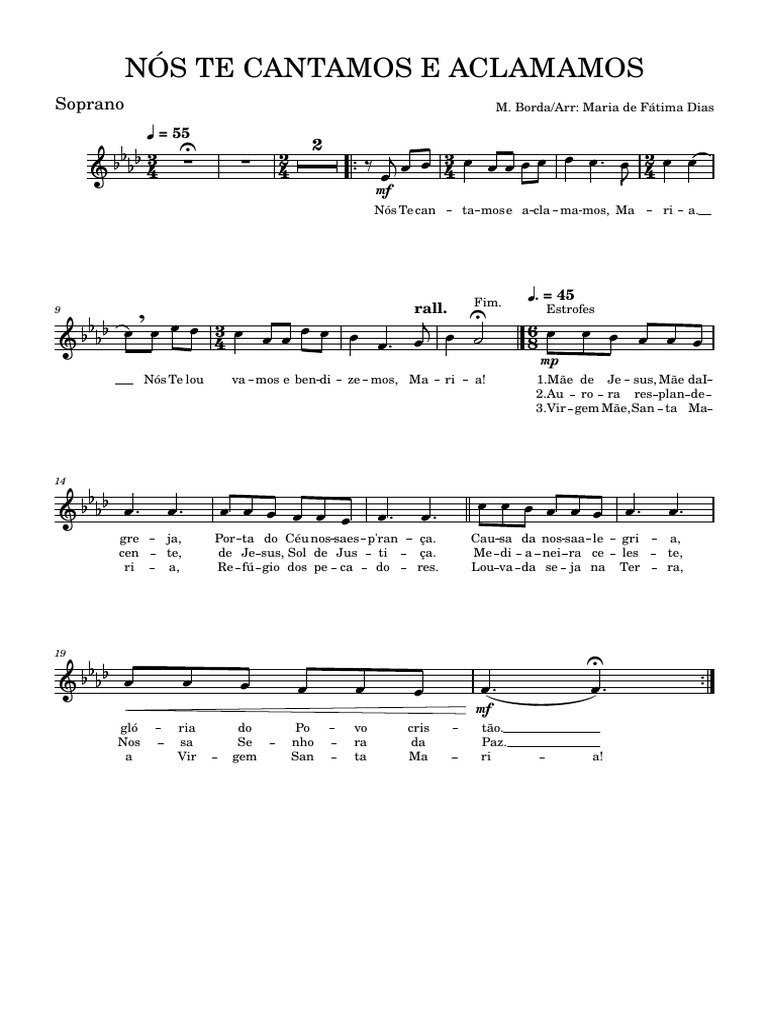 Nós Te Cantamos e Aclamamos-Soprano | PDF