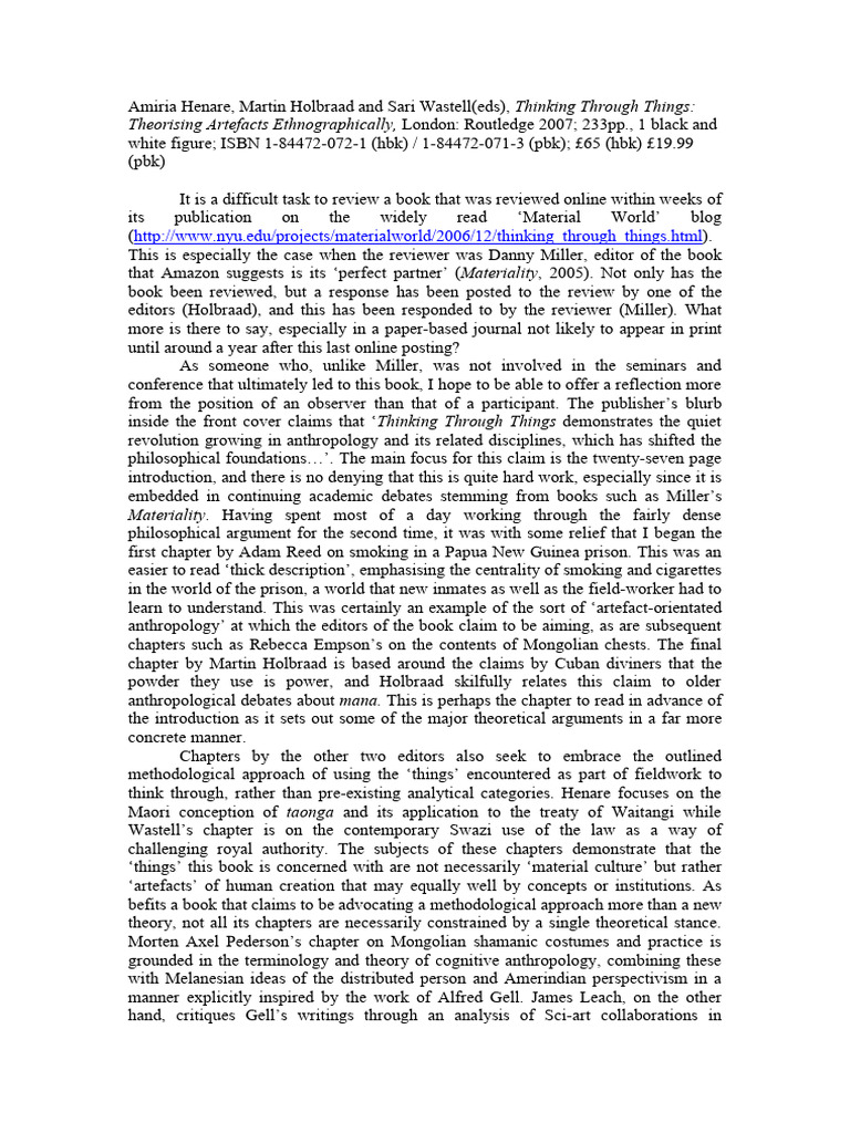 Book_Review_Thinking_Through_Things_Theo | PDF | Liberal Arts Education