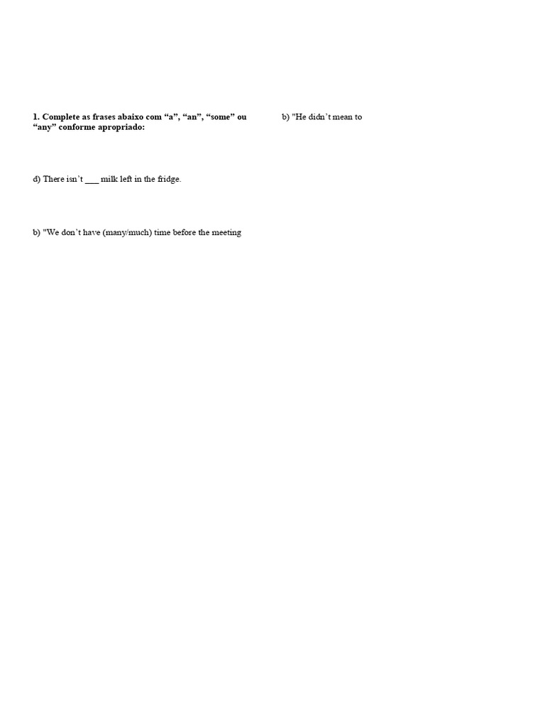 Ficha de Exercícios 1 - Terceiro Ano | PDF