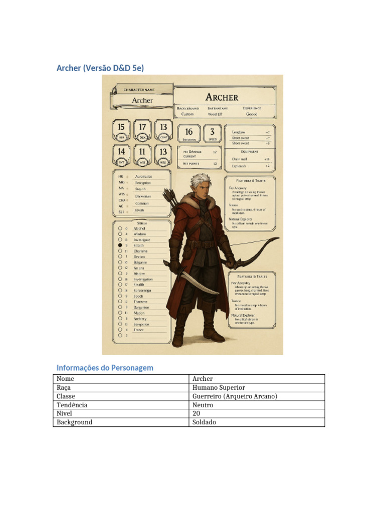 Ficha_Archer_DnD5e_Completa | PDF