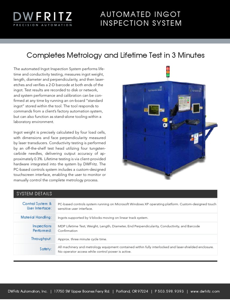 Automated Ingot Inspection System NF | PDF | Technology & Engineering