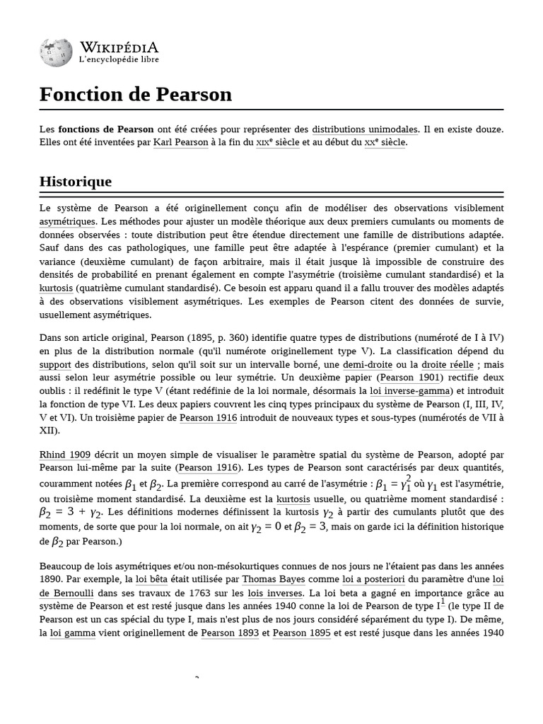 Fonctions de Pearson : Modèles de distributions | PDF | Théorie des ...