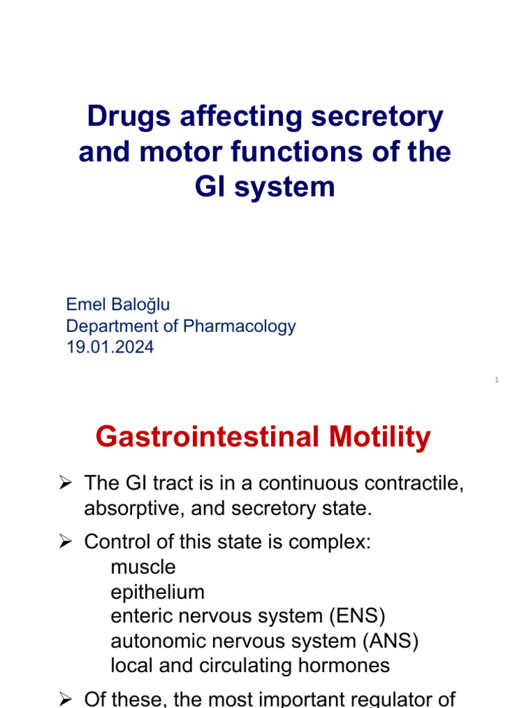 Drugs affecting secretory and motor functions of GI system | PDF ...