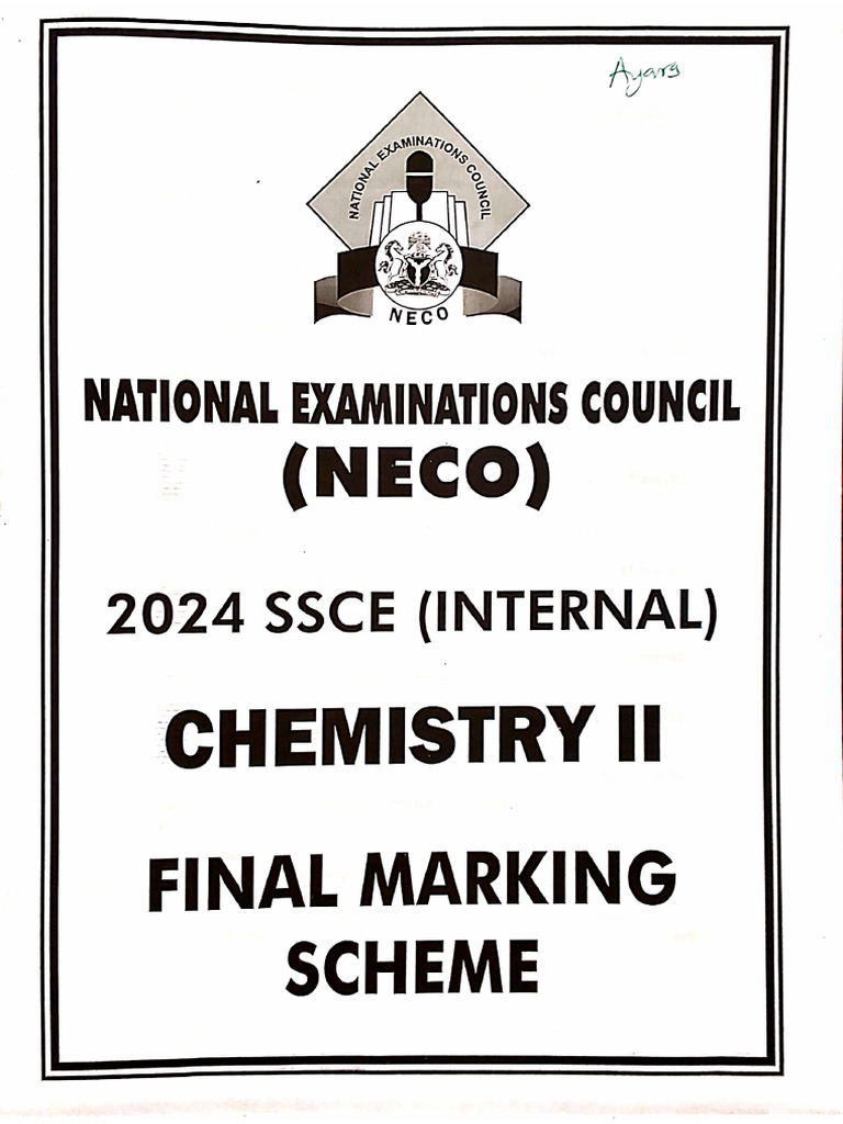 2024 NECO Chemistry Thoery Marking Scheme | PDF