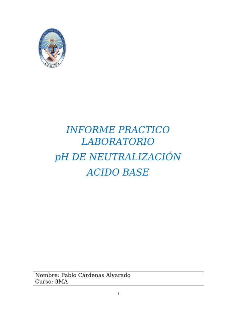 INFORME pH NEUTRALIZACIÓN ACIDOS BASES | PDF | Ácido clorhídrico | Hidróxido de sodio