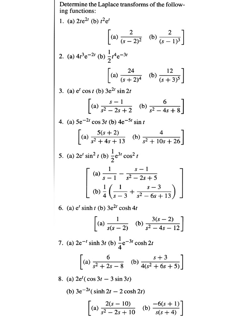 Execises 2 Laplace Transform | PDF