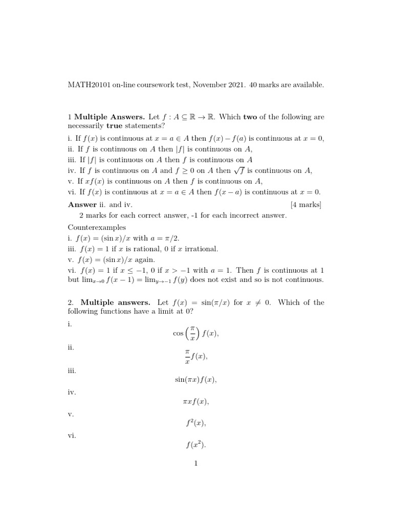 Real Analysis Coursework Test 2021 | PDF | Mathematical Objects ...