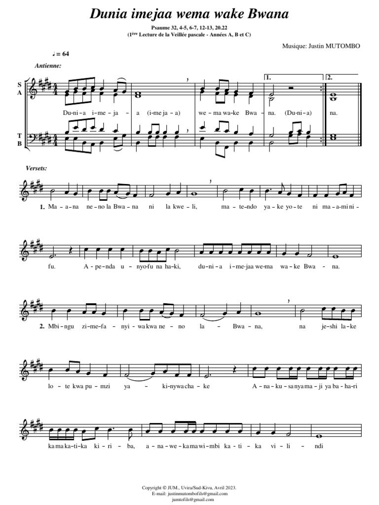 Dunia - Imejaa - Wema - Wake - Bwana - PDF OK OK OK 2.3.2 | PDF