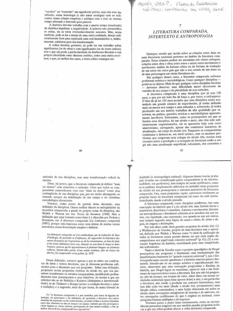 Literatura Comparada, Intertexto e Antropofagia | PDF