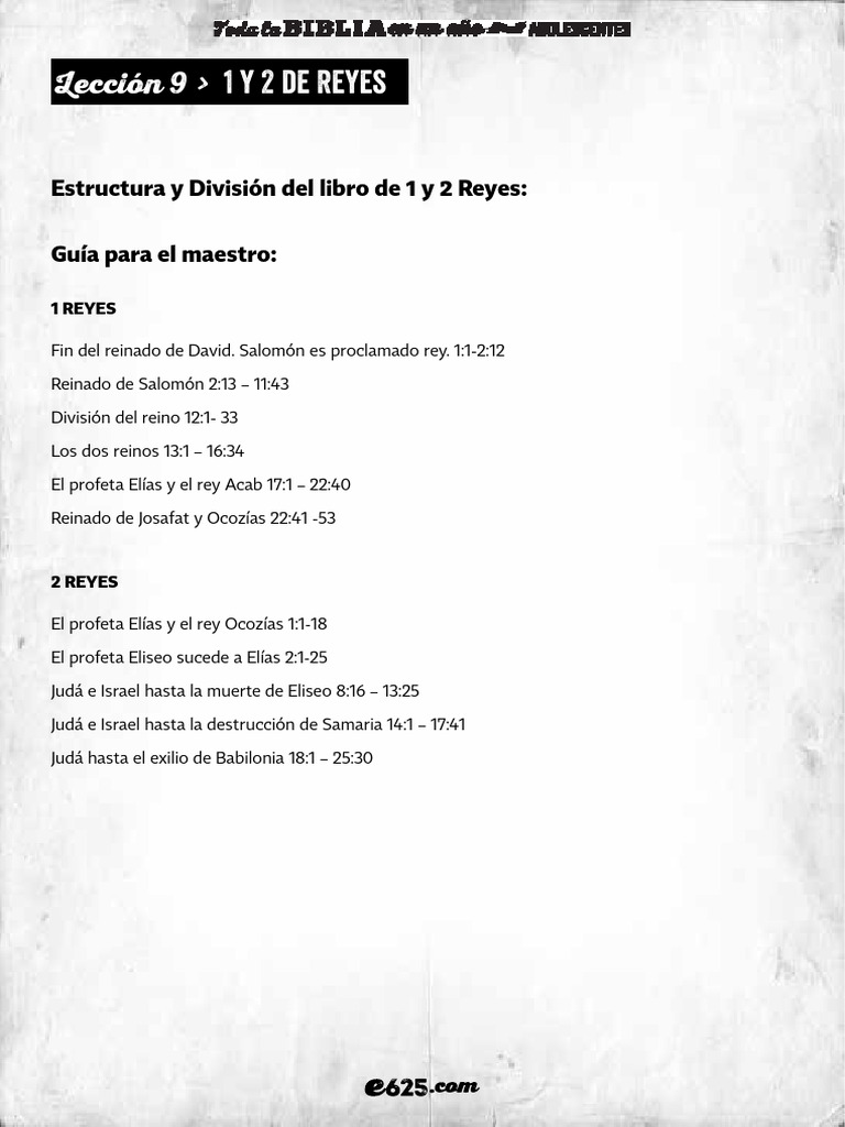 Estructura de 1 y 2 Reyes en la Biblia | PDF
