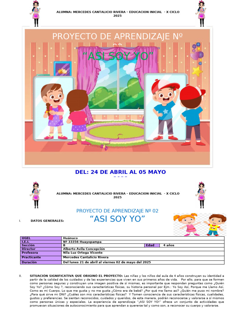 Actividades "Así Soy Yo" para Niños | PDF | Educación de la primera ...