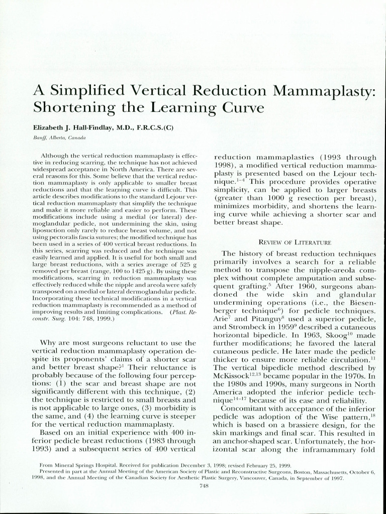 Simplified Vertical Reduction Mammaplasty | PDF