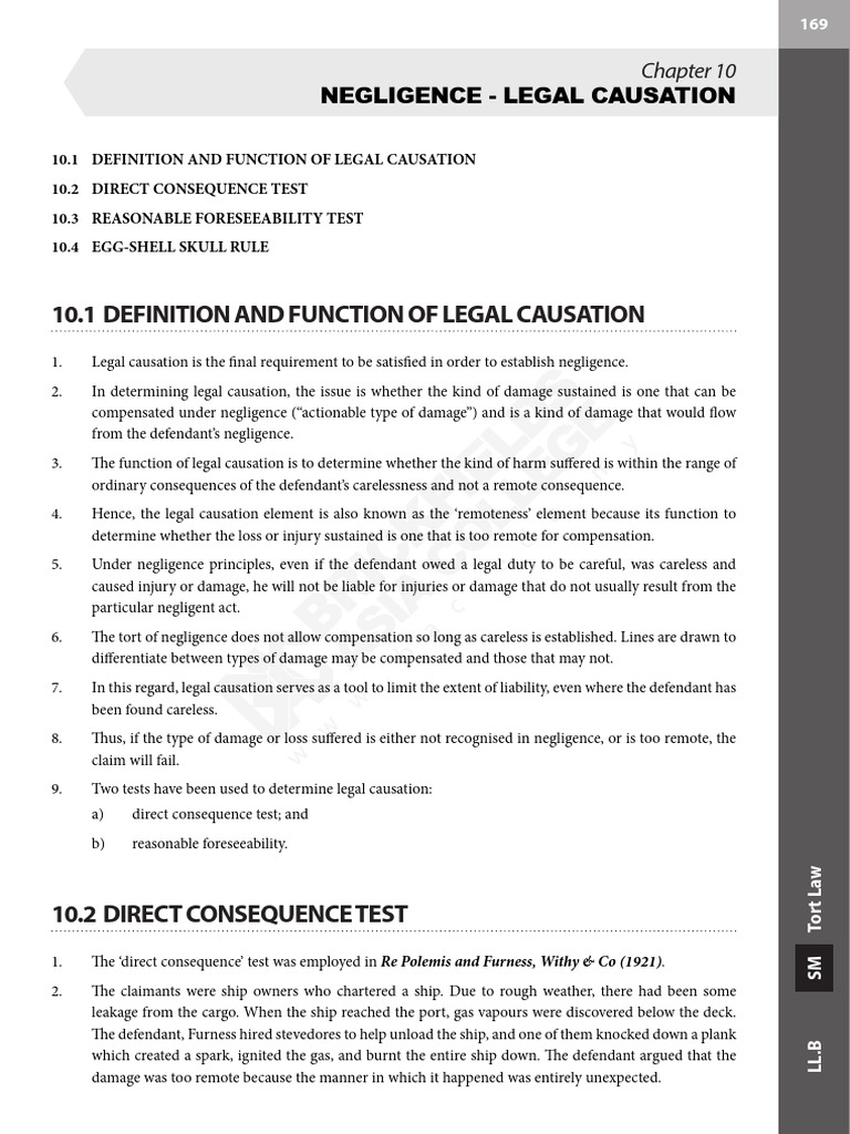 Chapter 10 Negligence (Legal Causation) | PDF | Negligence | Causation ...