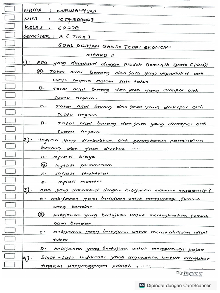 Tugas Pilihan Ganda Makro II | PDF