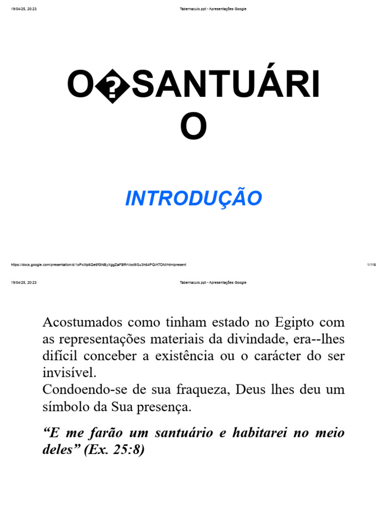 Tabernáculo: Símbolos e Materiais | PDF | Arca da Aliança | Santuário