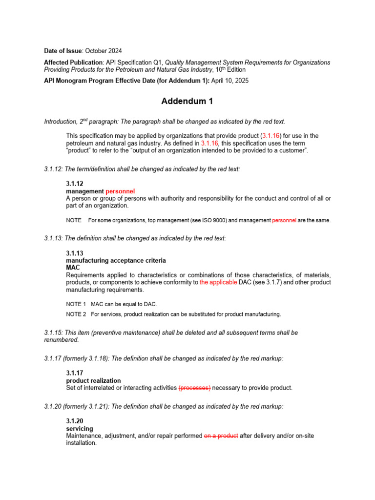 API Specification Q1 10th Edition Addendum 1 20241015 | PDF | Audit ...